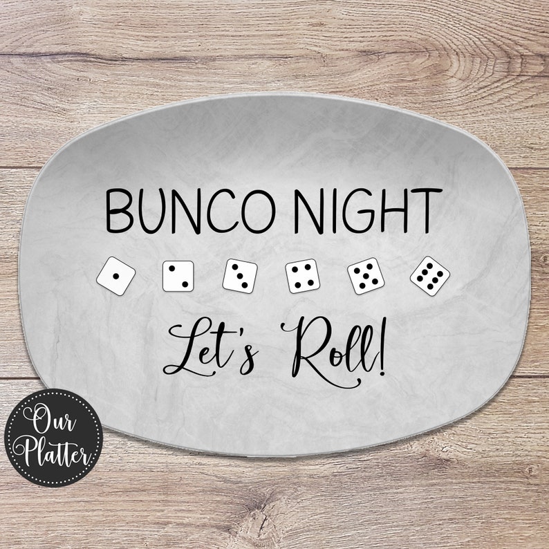 Bunco Game Night Personalized Platter, Dice, Let's Roll, Custom Serving ...