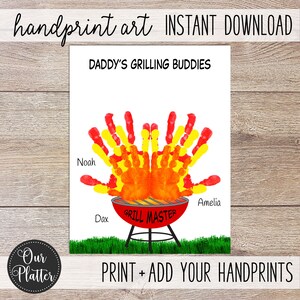 Grilling Handprint Art Printable Gift, Digital Download, DIY Add Your ...