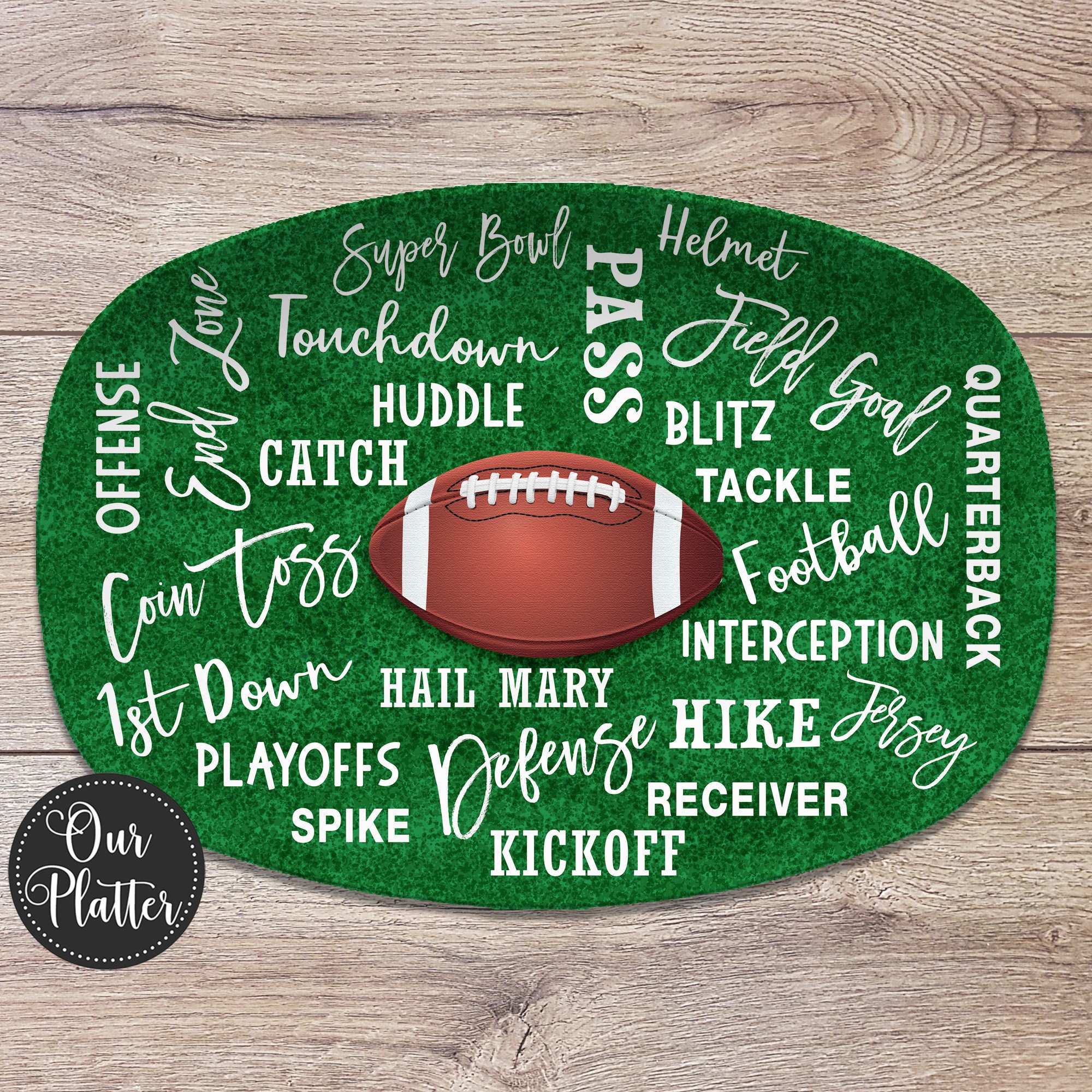 Football Text Personalized Platter Tailgate Game Day Super - Etsy