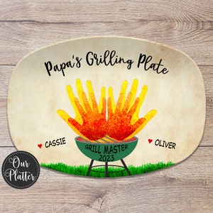 Handprint Art Grilling Plate, Personalized Platter for Father's Day ...