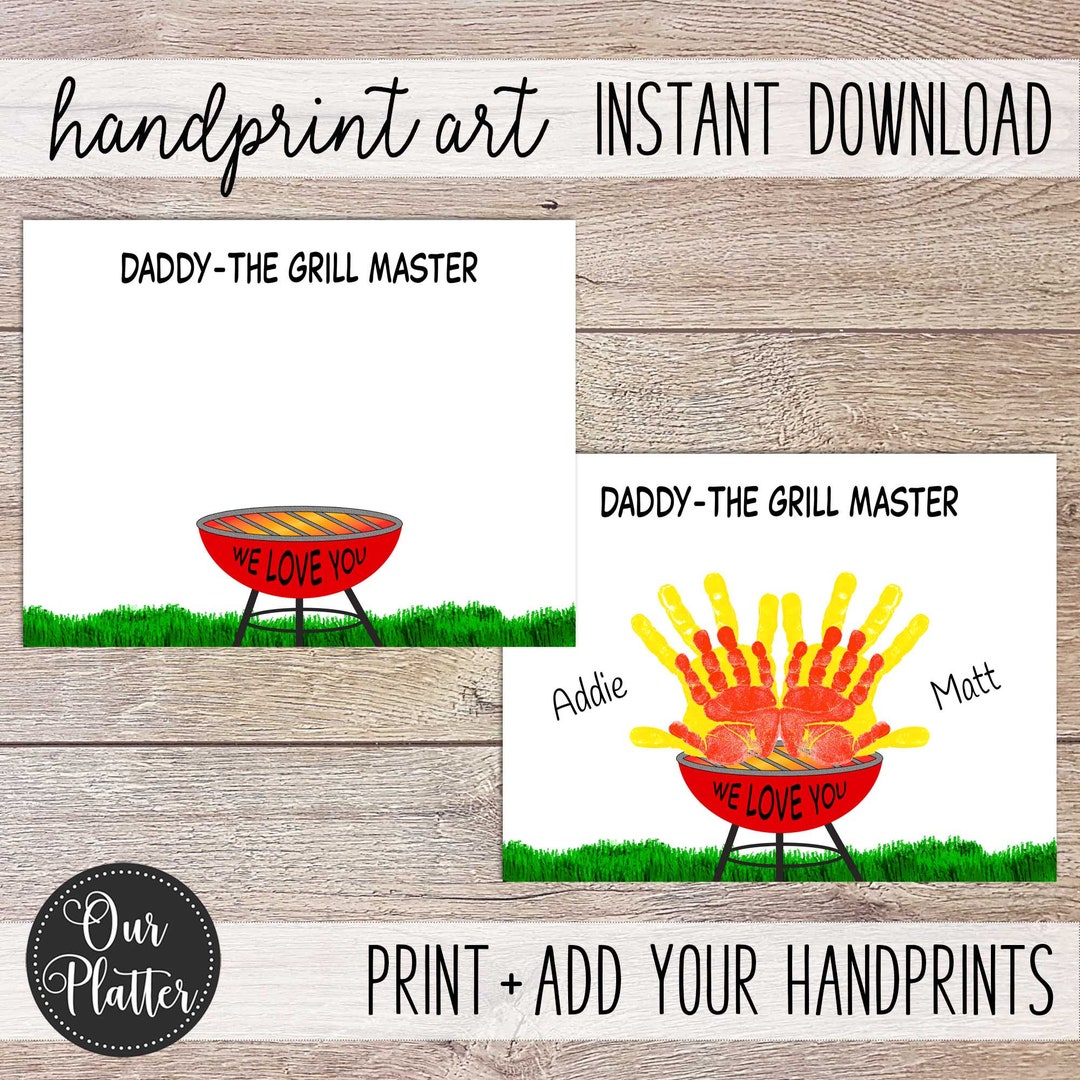 Grilling Handprint Art Printable Gift, Digital Download, DIY Add Your ...