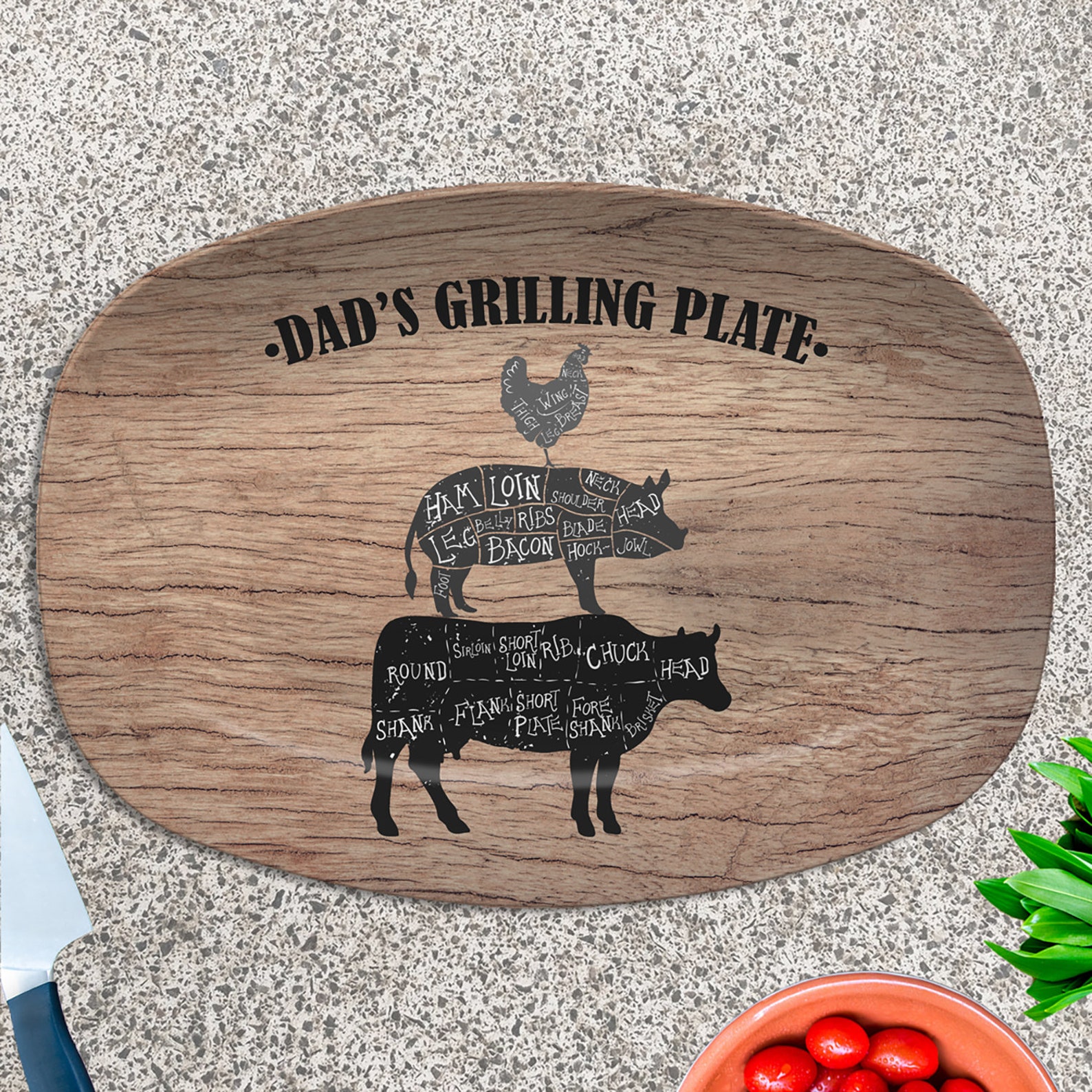 BBQ Grilling Platter Personalized Serving Tray Father's | Etsy