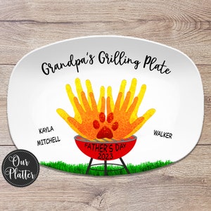 Handprint Art Grilling Plate, Personalized Platter for Father's Day ...