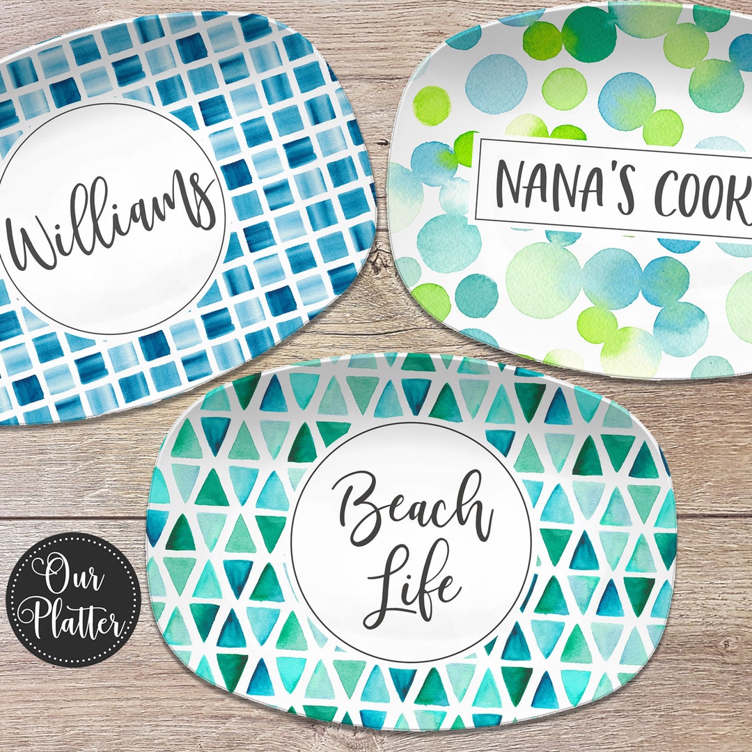 Personalized Custom Platter, Summer Backyard Patio Plate, Poolside Deck ...