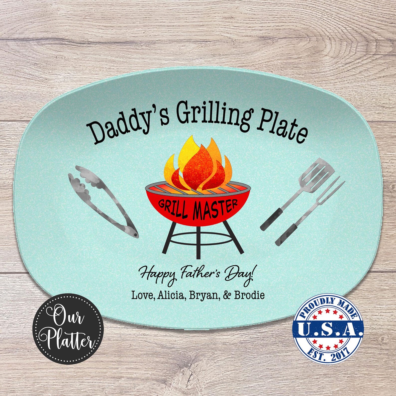 Grilling Personalized Plate, Daddy's BBQ Plate for Father's Day From ...
