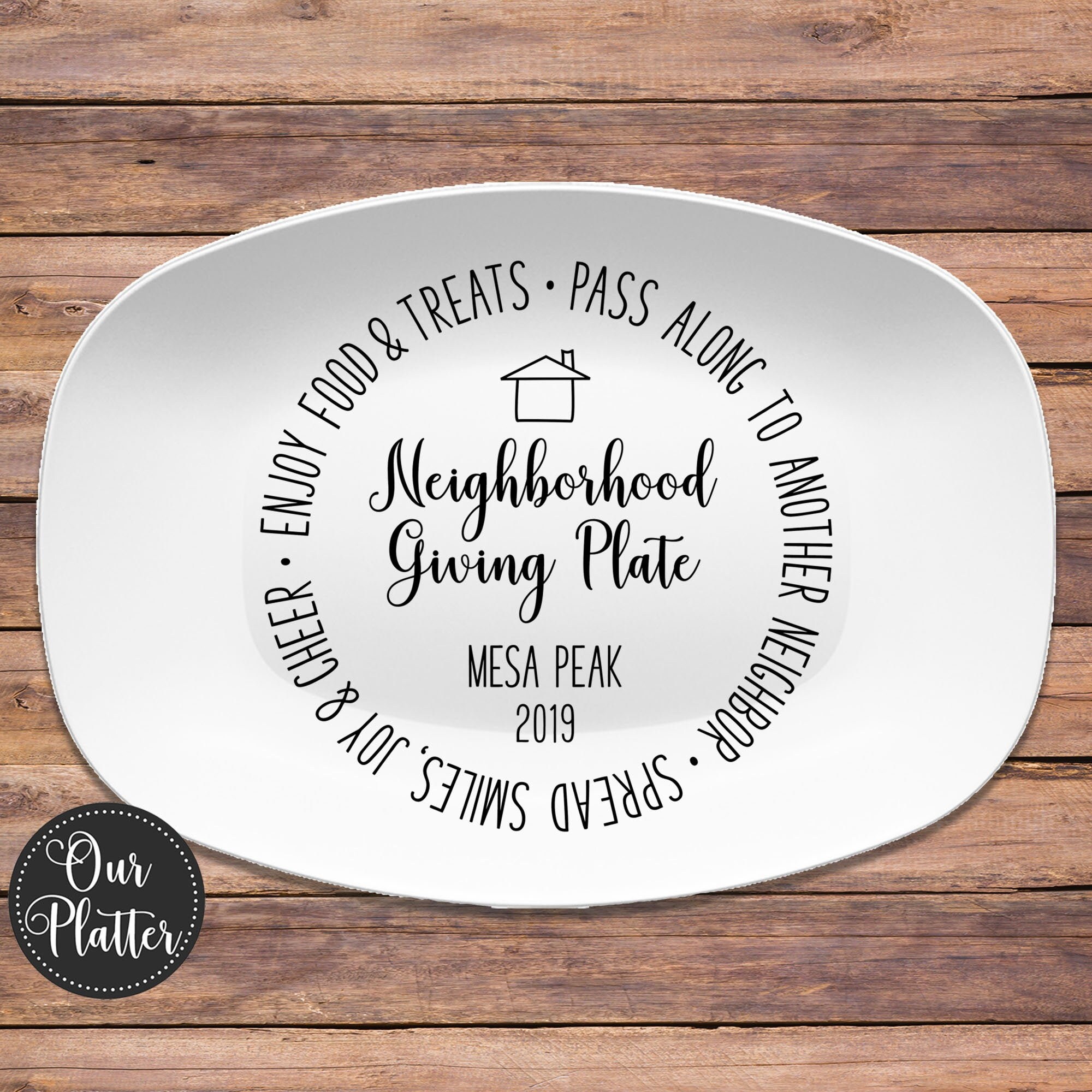 Neighborhood Giving Plate Pass Along Plate for Neighbors and - Etsy