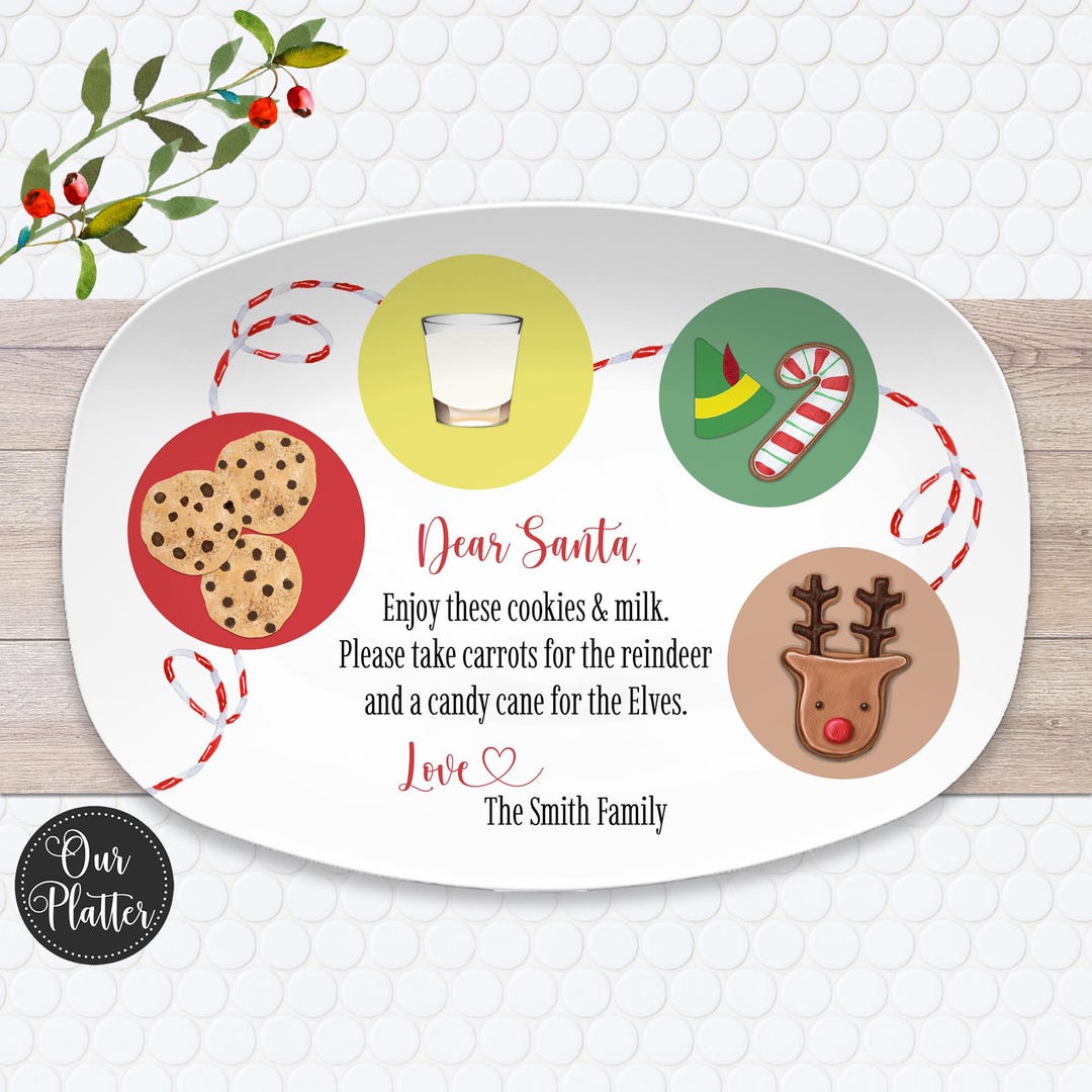 Dear Santa Milk & Cookies Christmas Plate | Cookies for Santa, Carrots ...