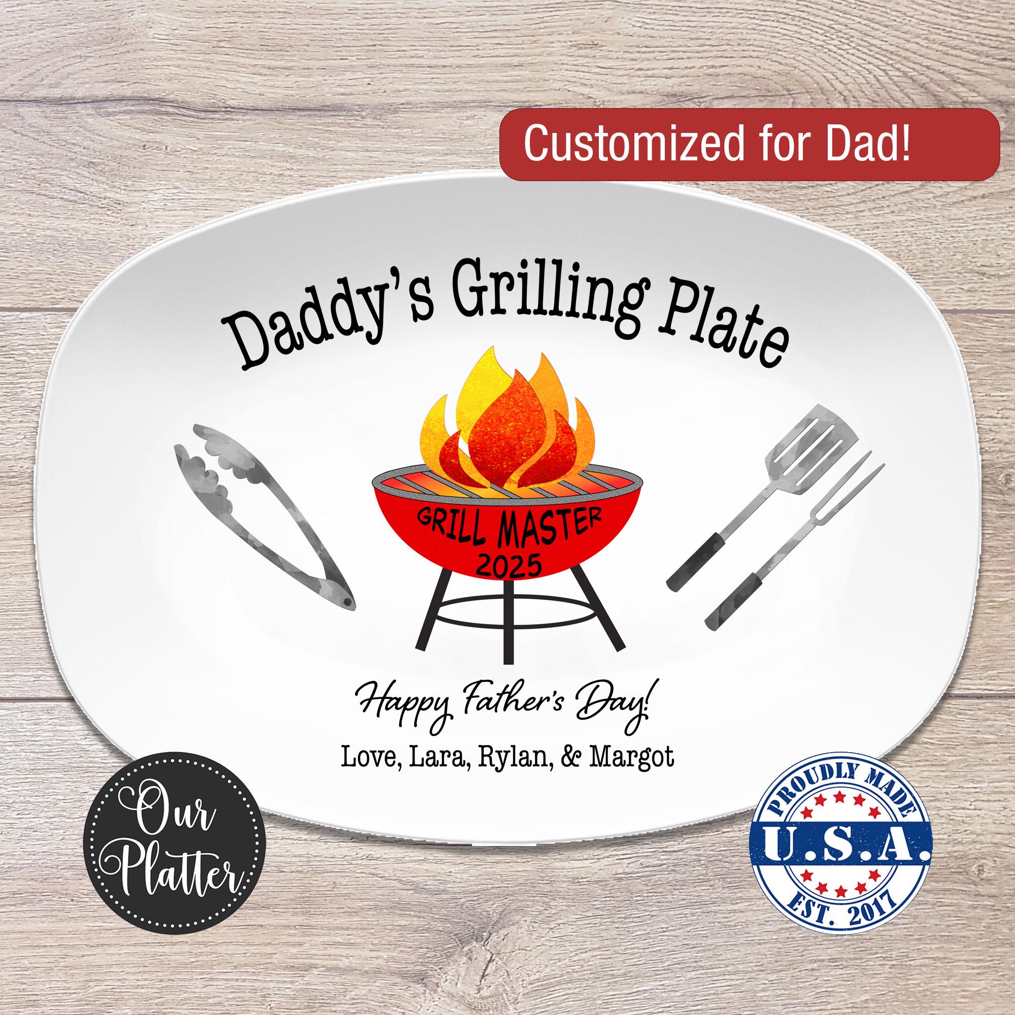 Grilling Personalized Plate, Daddy's BBQ Plate for Father's Day From ...