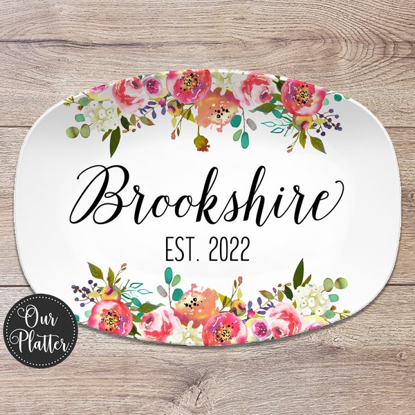 Pink Floral Platter - Etsy