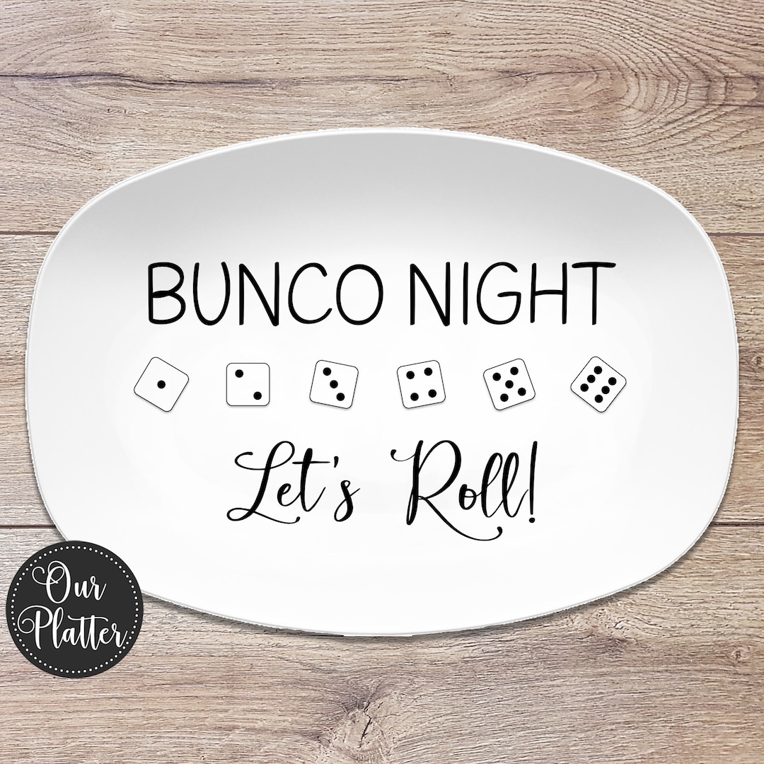 Bunco Game Night Personalized Platter, Dice, Let's Roll, Custom Serving ...
