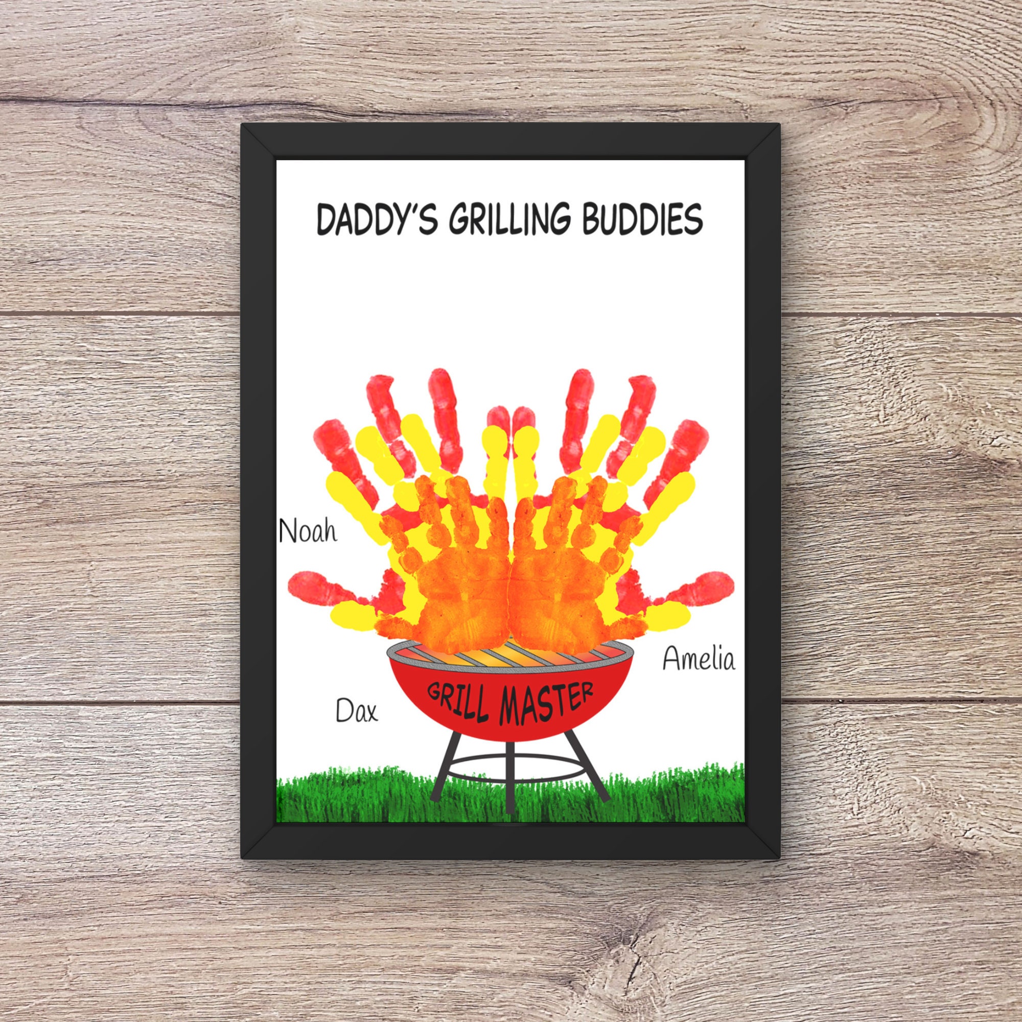 Grilling Handprint Art Printable Gift, Digital Download, DIY Add Your ...
