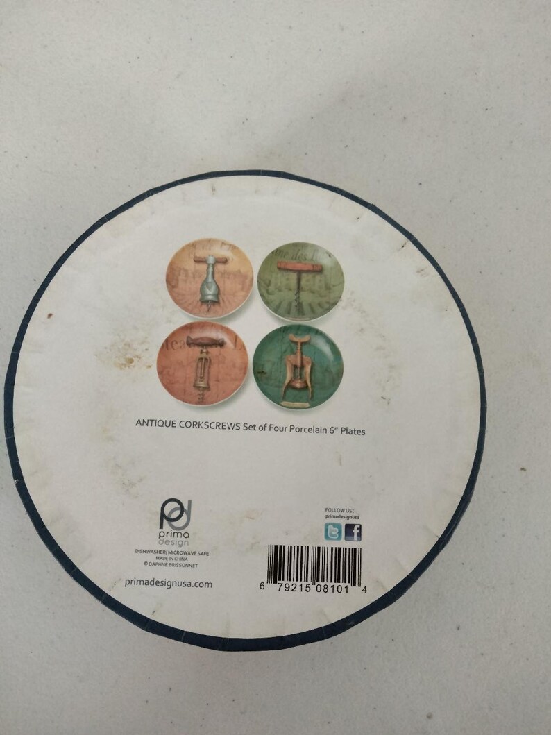 Prima Design Set of Four 4 Antique Corkscrew 6 Plates NIB - Etsy