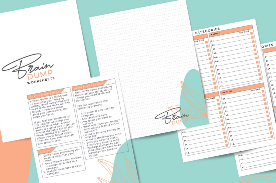 Brain Dump Worksheets | Brain Dump Printable | Daily Brain Journal ...