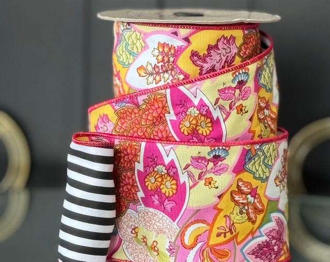 Floral Paisley Wired Ribbon/4 Inch Floral Ribbon/paisley Wired Ribbon ...