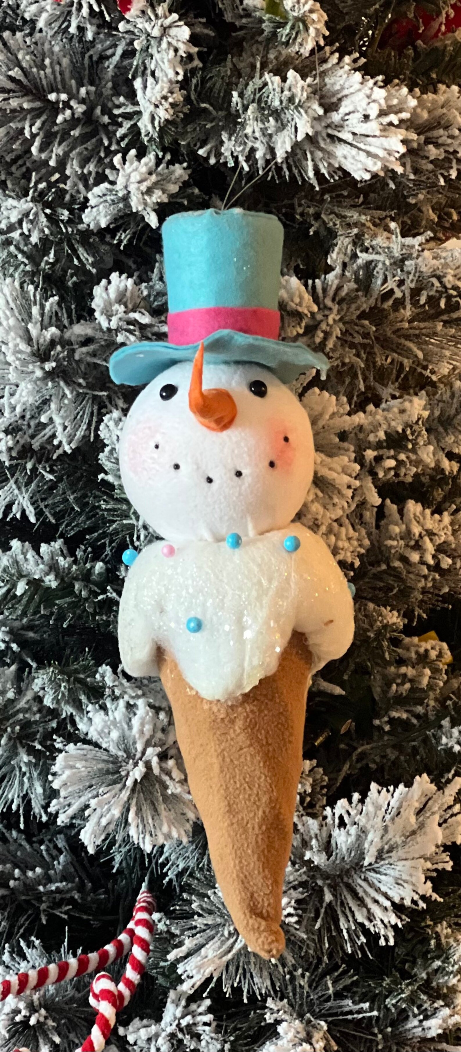 Snowman Ice Cream Whimsical Christmas Snowman, Christmas Decor, Tree ...