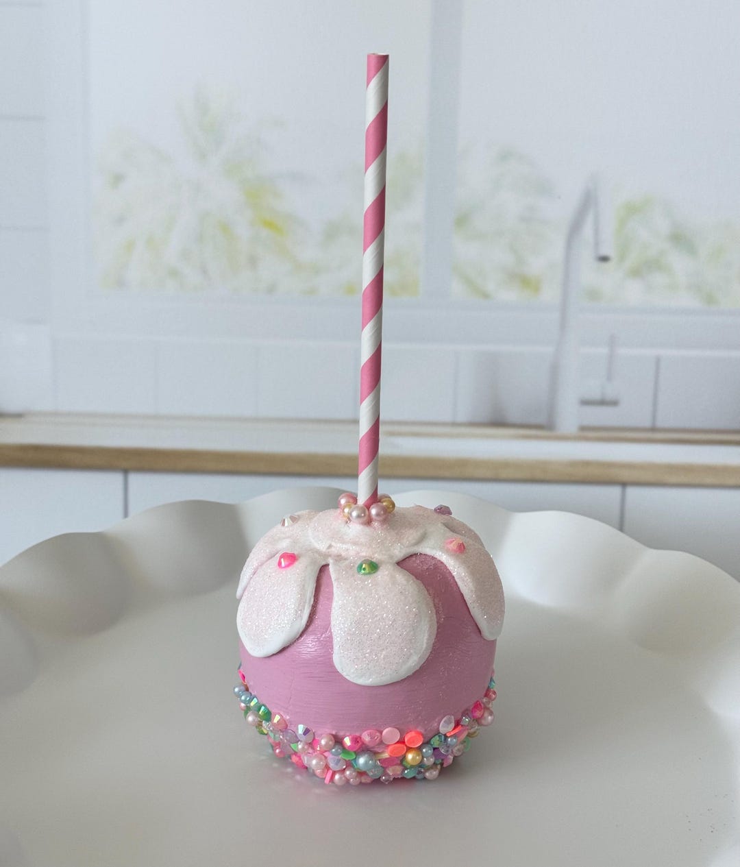 Faux Apple With Rhinestones/fake Candy Apple/pink Apple Decor/tier Tray ...