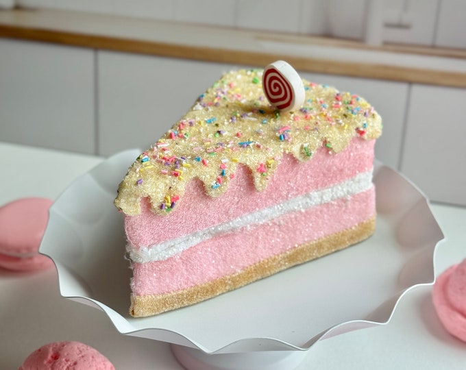 Faux Slice Cake ~ Pink Sprinkle Slice Cake ~ Slice Cake ~ Faux Pink ...
