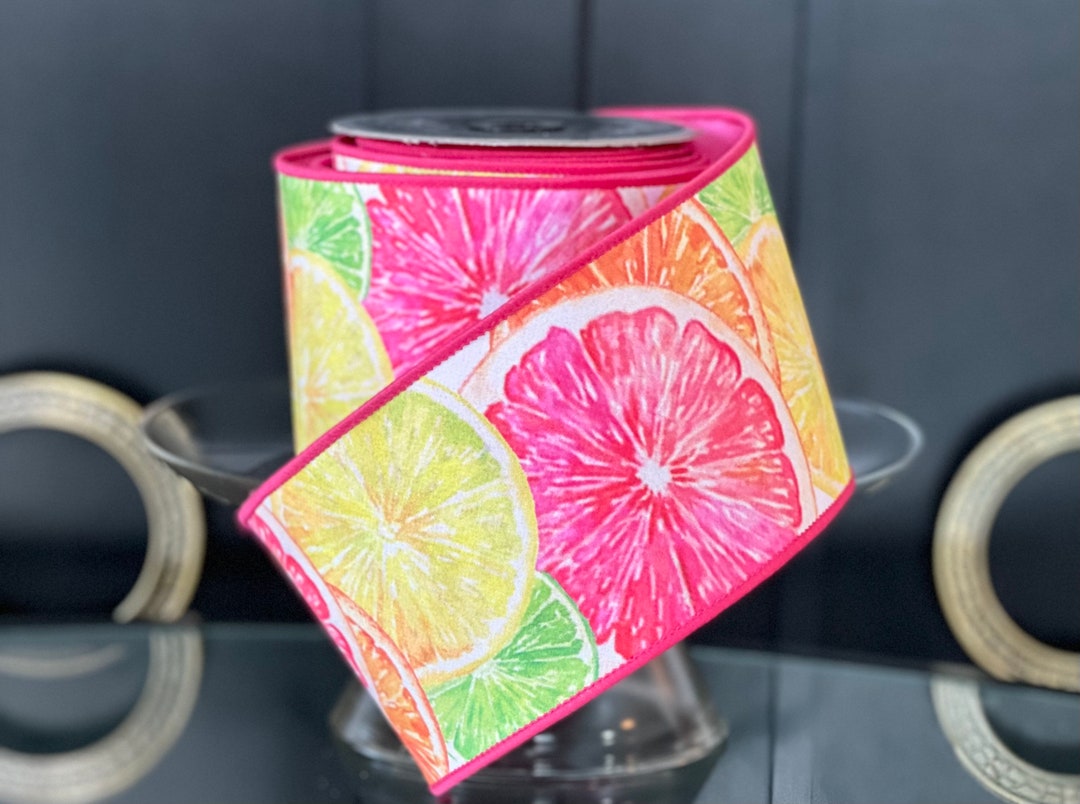 Citrus 4 Inch Wire Ribbon Vibrant Citrus 4 Inch Ribbon Citrus Ribbon ...