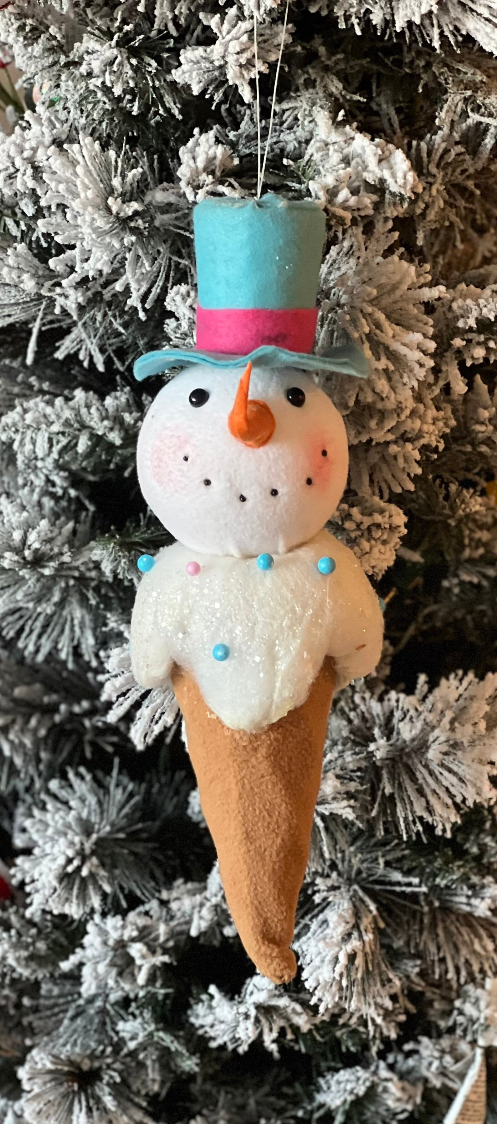 Snowman Ice Cream Whimsical Christmas Snowman, Christmas Decor, Tree ...