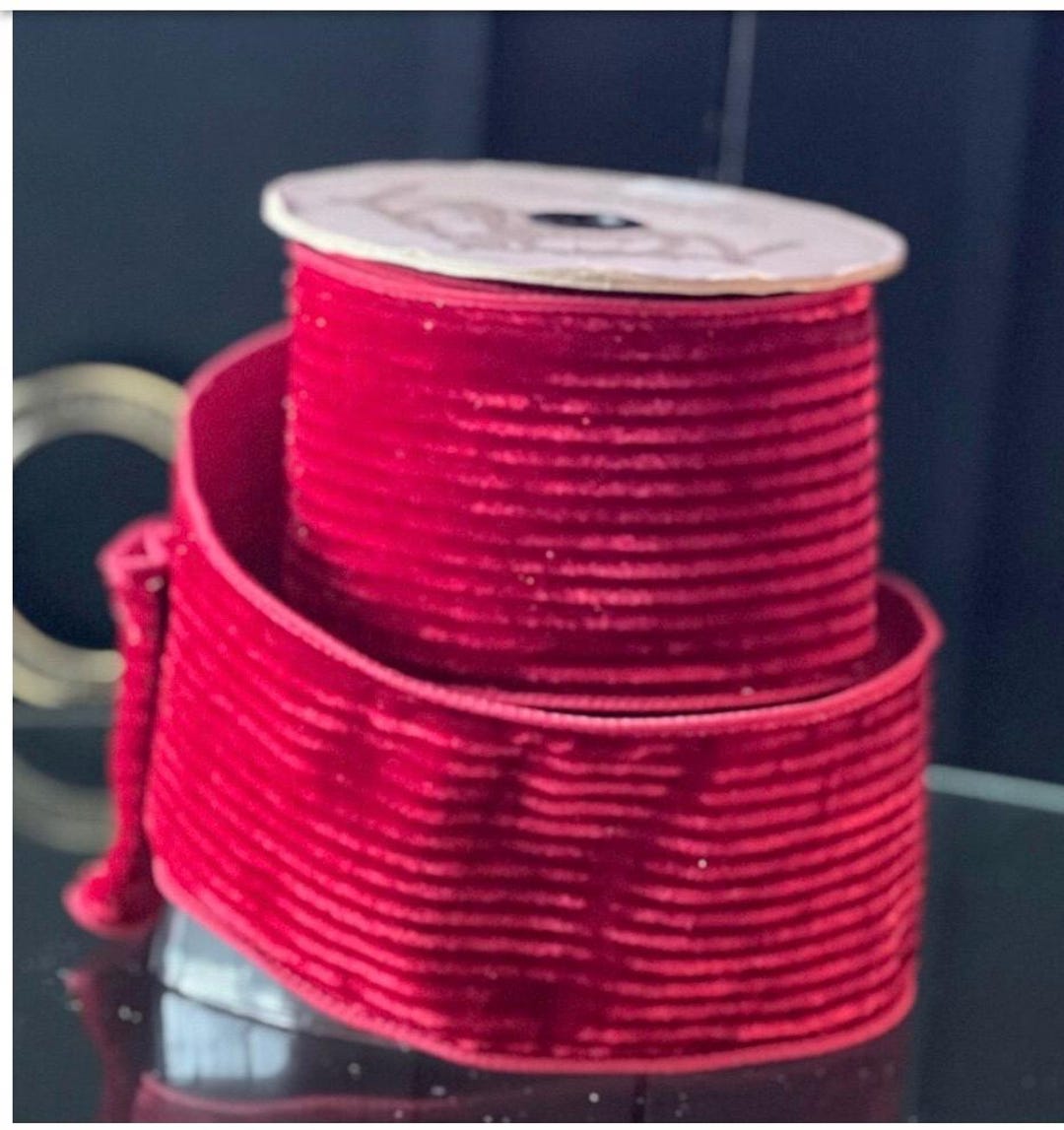 Red Velvet Wired Ribbon, Velvet Red Ribbon for Bows, 4 Inch Red Wired ...
