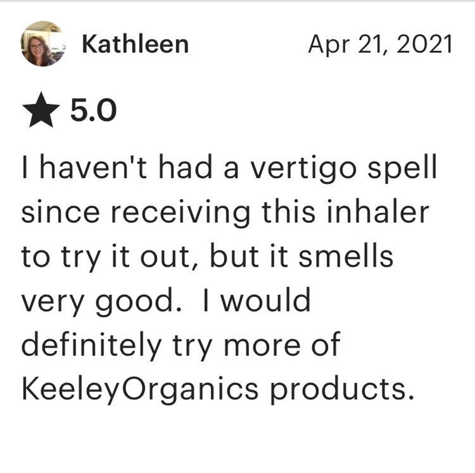 VERTIGO RELIEF Organic Aromatherapy Inhaler...nasal Inhaler/dizziness ...