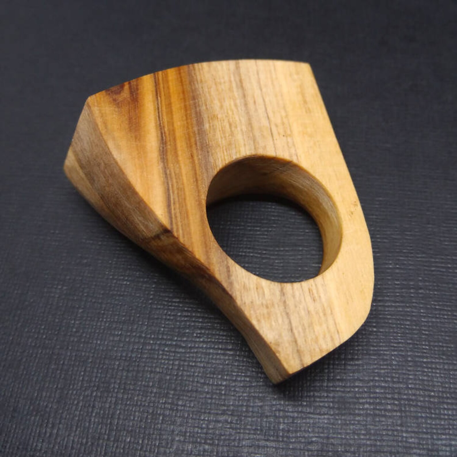 Minimalistic Olive Wood Statement Ring, Simple Geometric Art Jewellery ...
