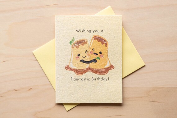 Flan-tastic Cute Birthday Card Punny Card Greeting Card - Etsy