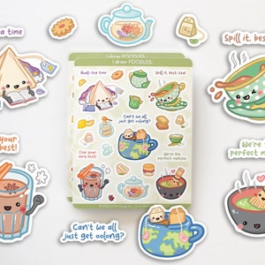 Tea Puns Sticker Sheet Glossy Cute Stickers for Cards Planners Journals ...
