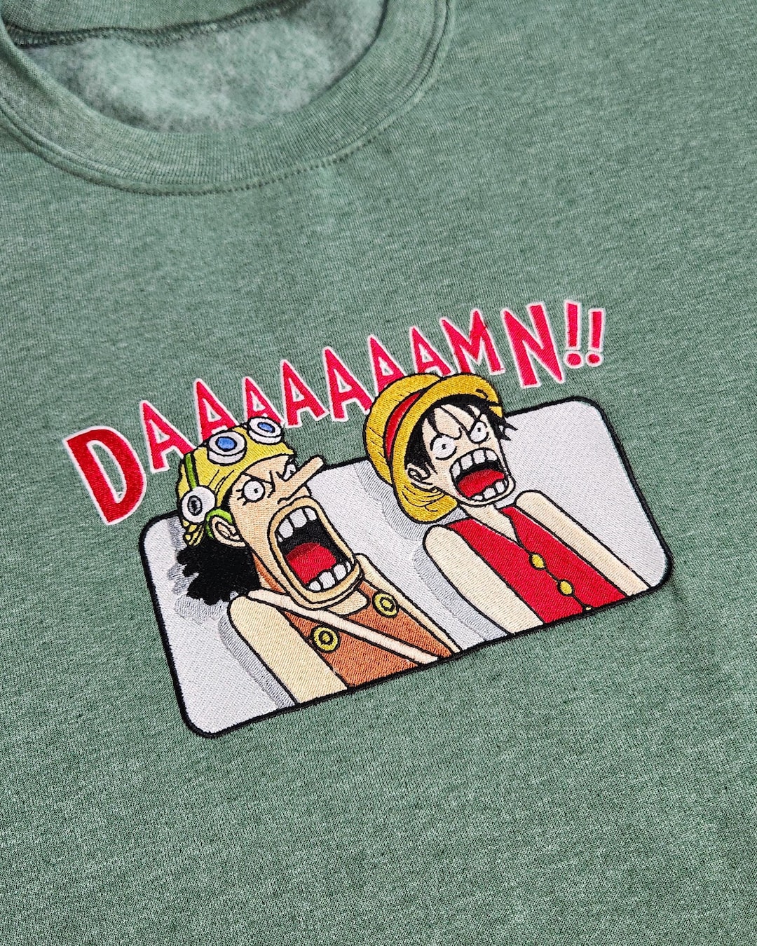 Usopp Luffy: Daaaaaaamn Custom Embroidered Crewneck Sweatshirt, One ...