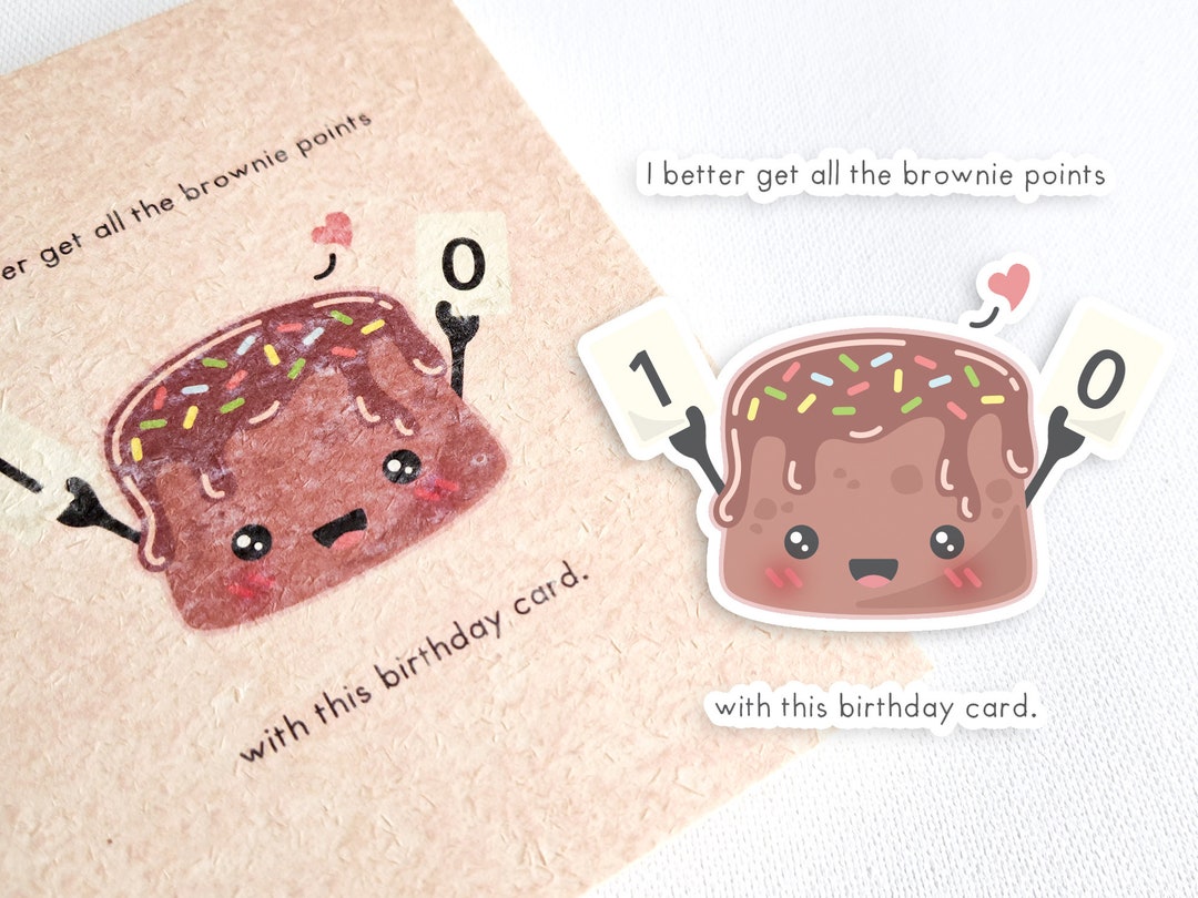 Brownie Points Cute Birthday Card Printed on Recycled Pulp - Etsy Canada