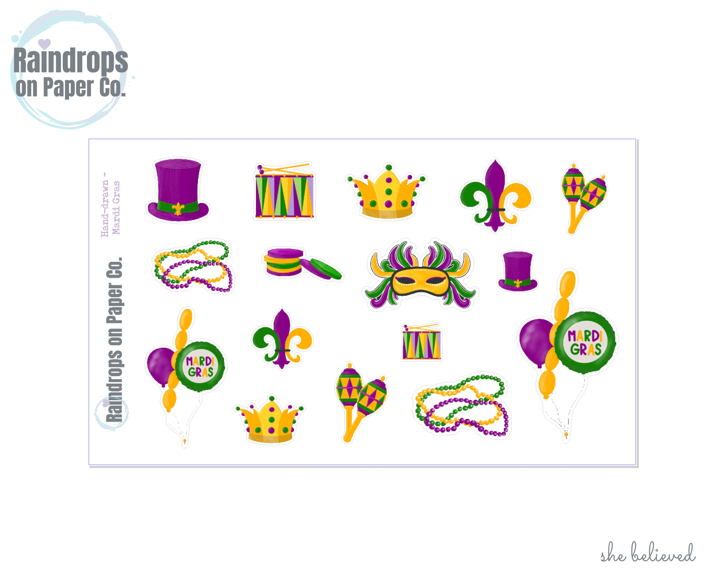 Stickers, Labels & Tags Script Sticker Sheet Mardi Gras Deco Sticker ...