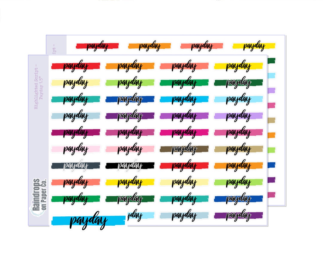 Payday // Highlighted Script Stickers - Etsy