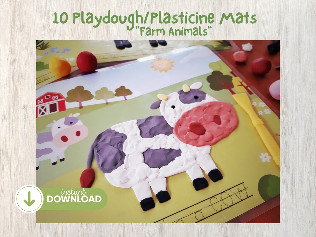 Play Dough Mats Farm Animals Kindergarten EYFS Preschool Printables ...