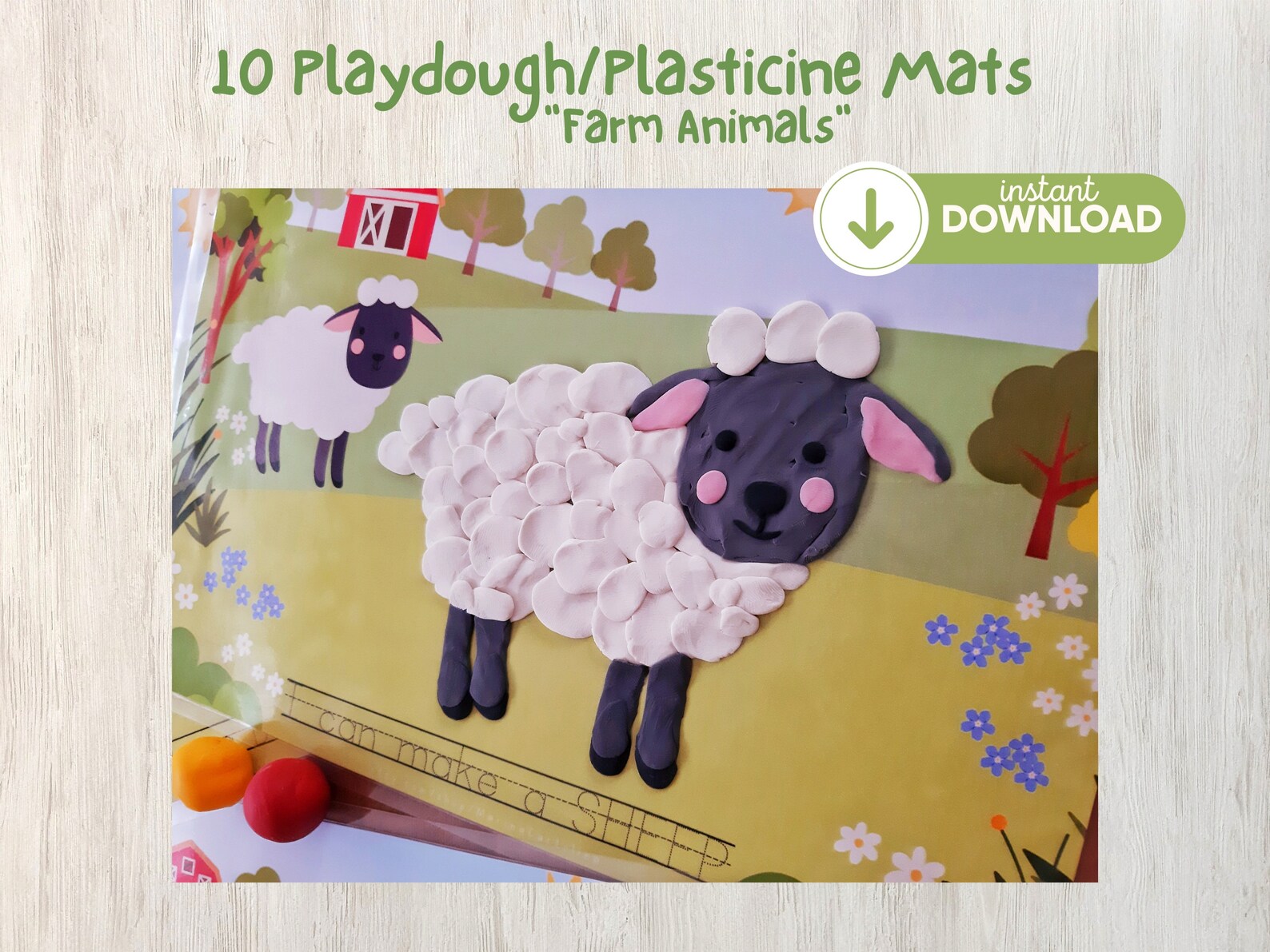 Play Dough Mats Farm Animals Kindergarten EYFS Preschool Printables ...