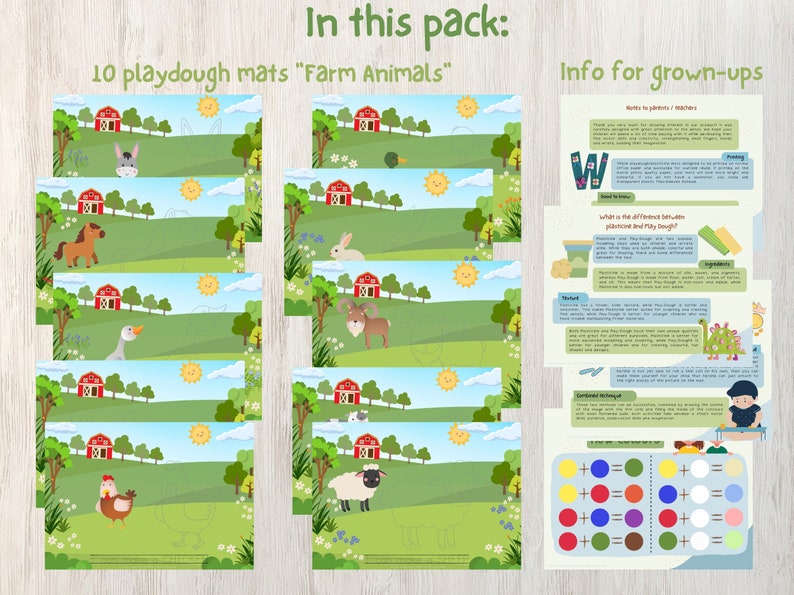 Play Dough Mats Farm Animals Kindergarten EYFS Preschool Printables ...