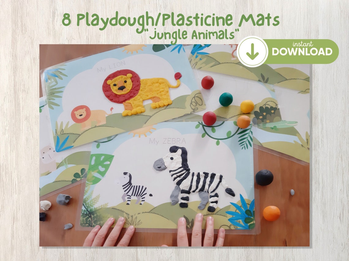 Play Dough Mats Jungle Animals Safari Animals Kindergarten Preschool ...
