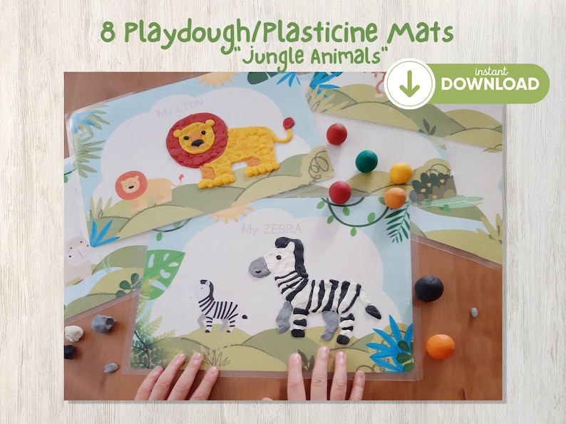 Play Dough Mats Jungle Animals Safari Animals Kindergarten Preschool ...