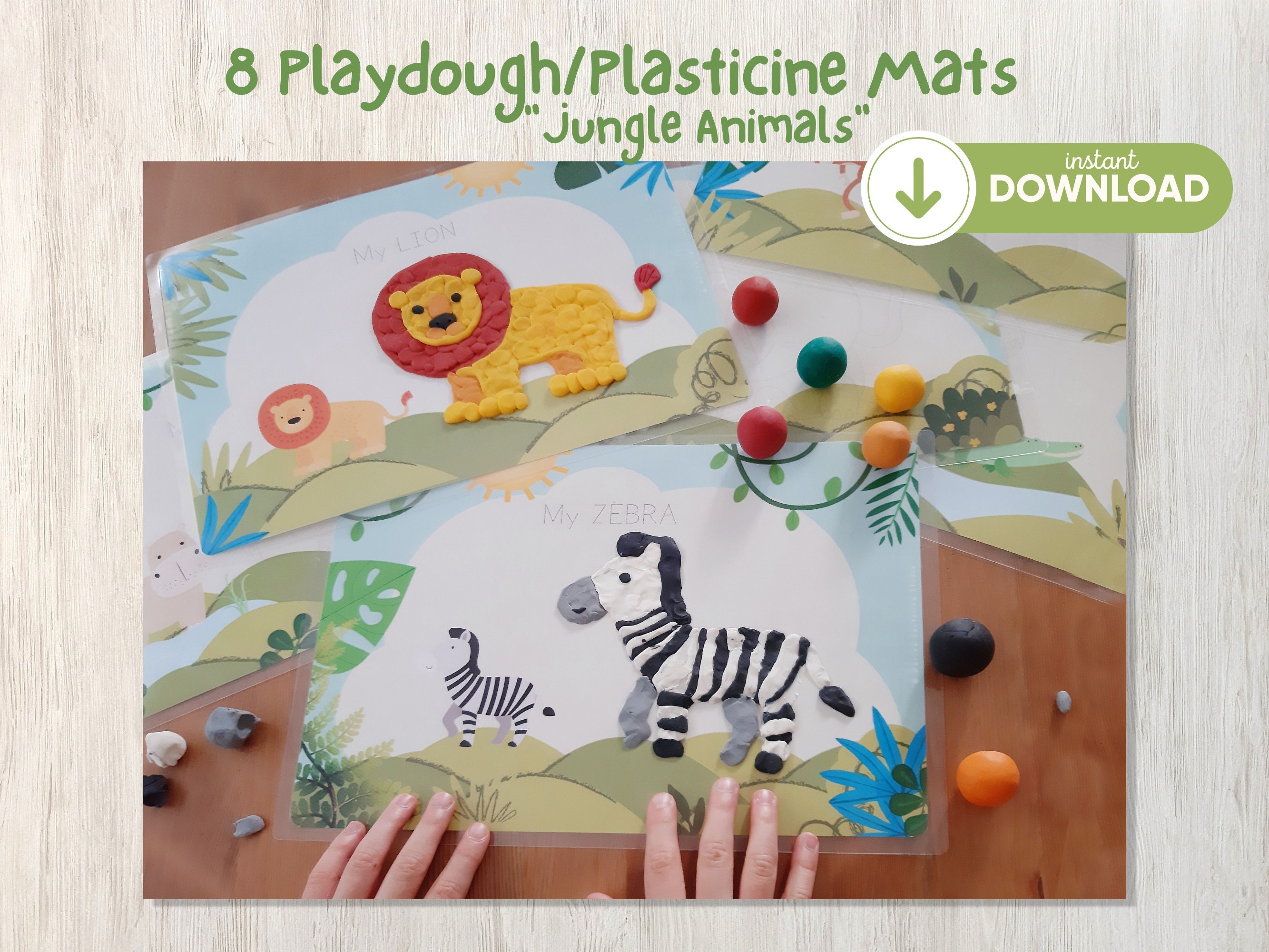 Play Dough Mats Jungle Animals Safari Animals Kindergarten Preschool ...
