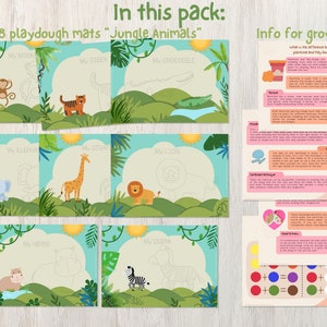 Play Dough Mats Jungle Animals Safari Animals Kindergarten Preschool ...