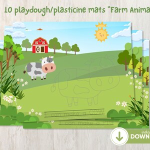 Play Dough Mats Farm Animals Kindergarten EYFS Preschool Printables ...