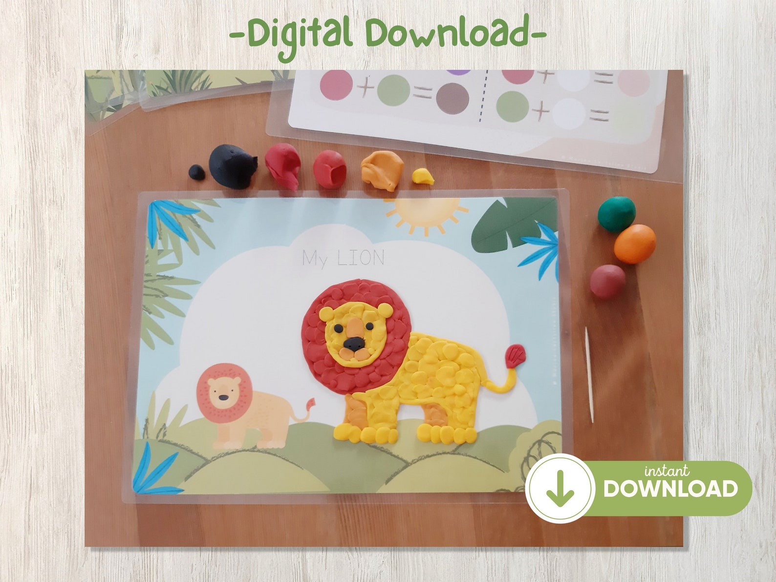 Play Dough Mats Jungle Animals Safari Animals Kindergarten Preschool ...