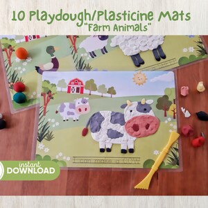 Play Dough Mats Farm Animals Kindergarten EYFS Preschool Printables ...