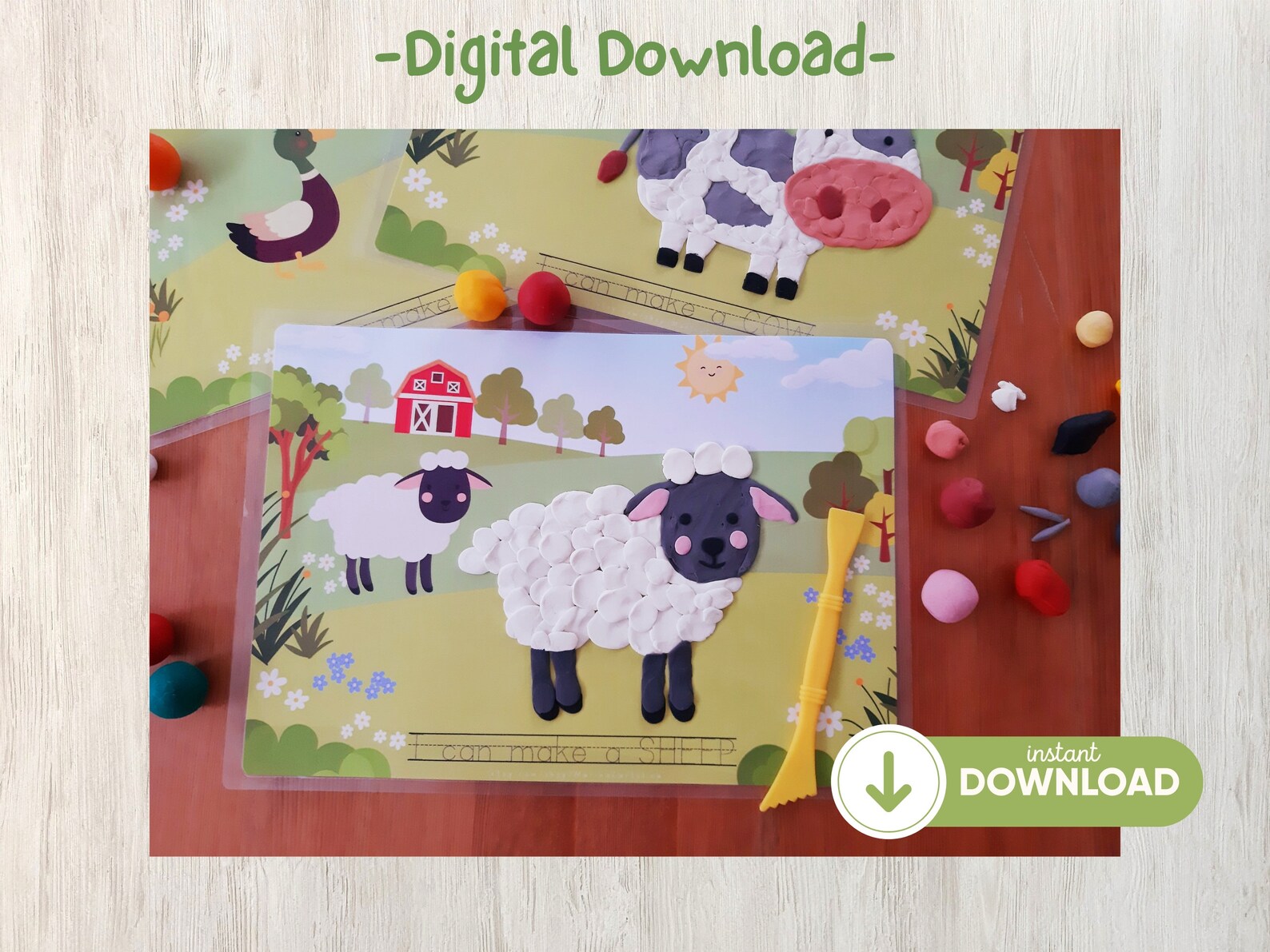Play Dough Mats Farm Animals Kindergarten EYFS Preschool Printables ...
