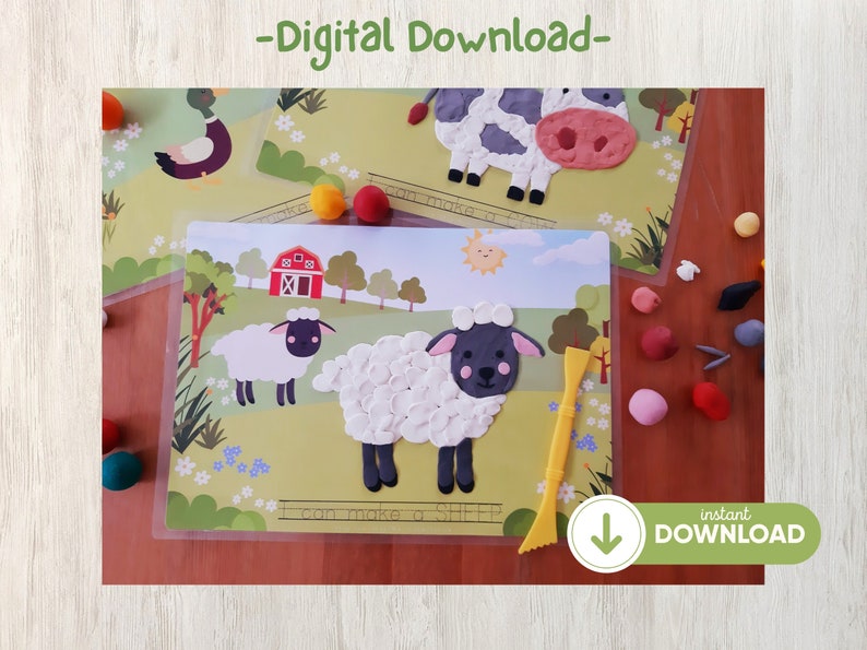 Play Dough Mats Farm Animals Kindergarten EYFS Preschool Printables ...