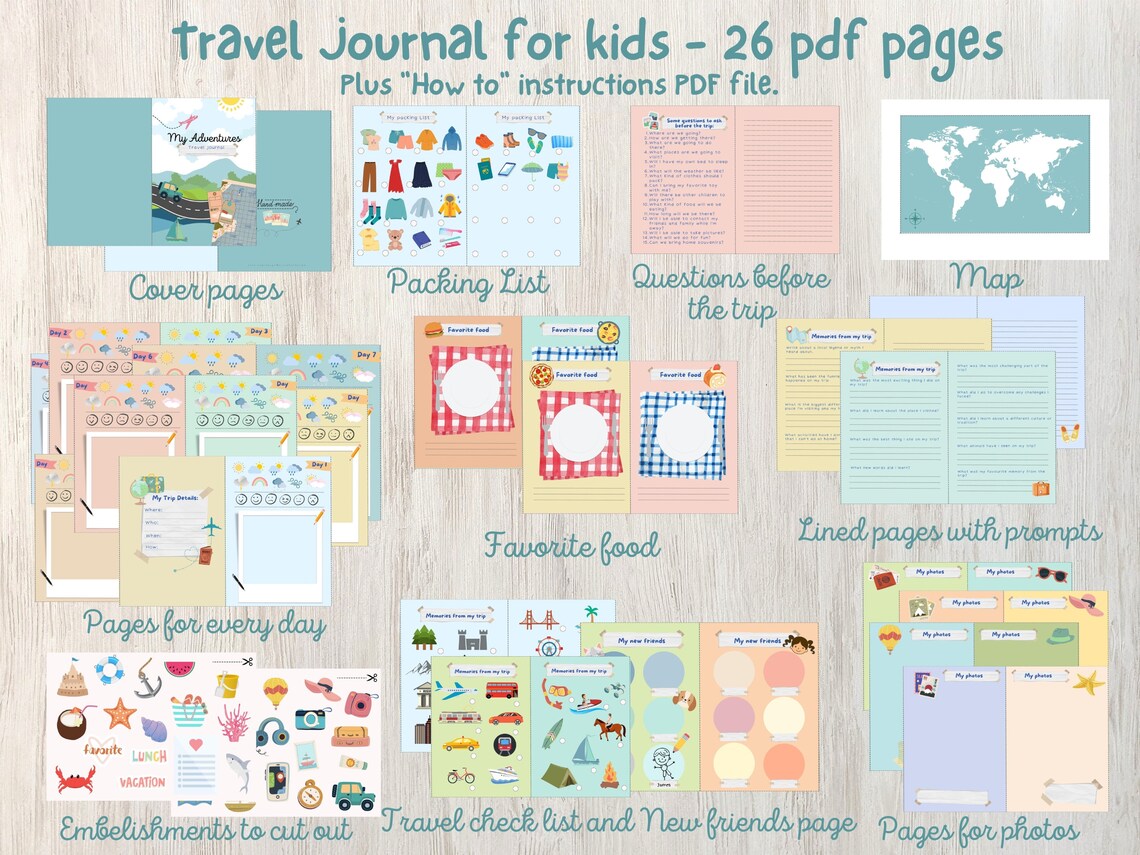 Travel Journal for Kids, Road Trip Journal, Kids Travel Journal, Summer ...
