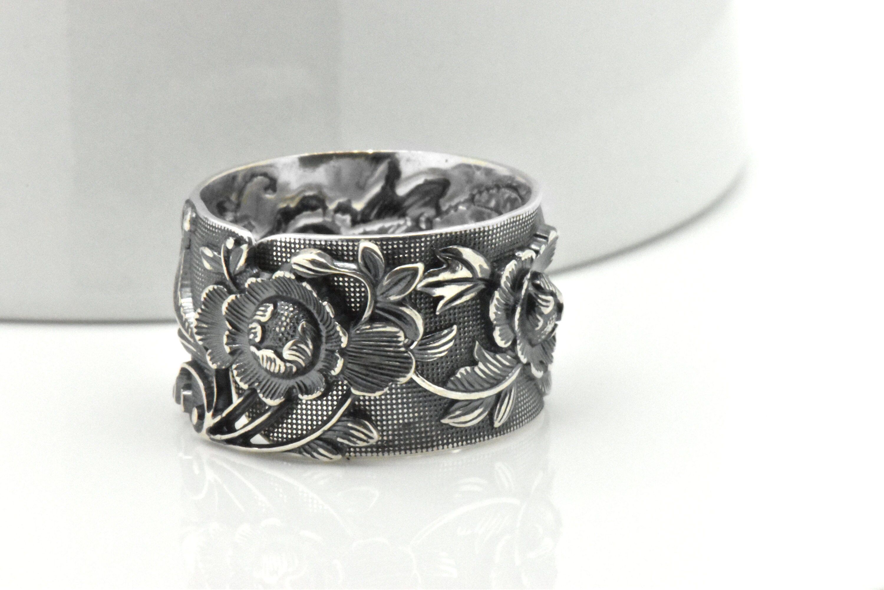 Handmade Fine 999 Silver Scroll Floral Flower Oxidized - Etsy