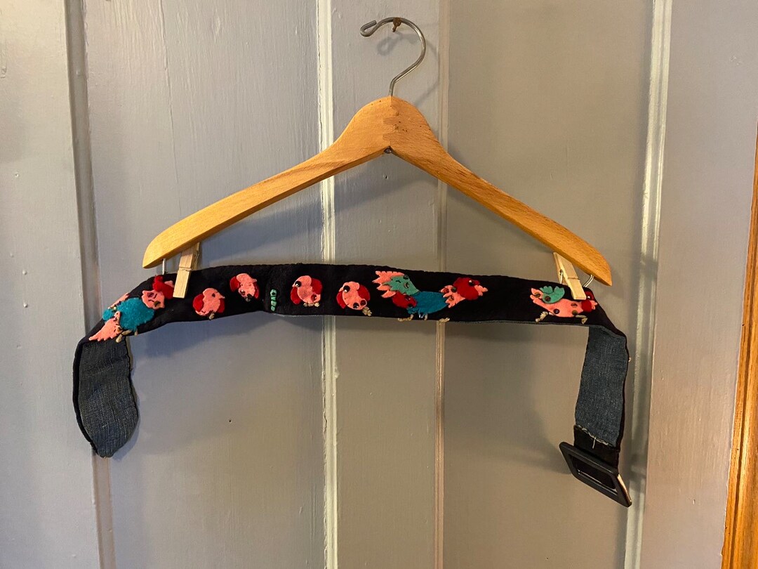 Running Rooster Belt Vintage Waist Belt 32 Inches Navy Blue Waist Belt ...