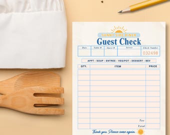 Restaurant Guest Check Pretend Play Notepad 50 Pages per Notepad - Etsy