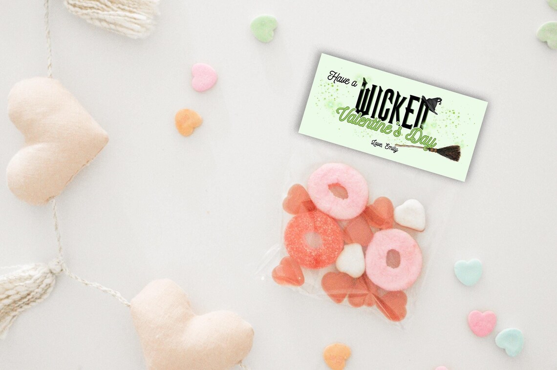 WICKED Themed Personalized Valentine Kit, Sticker and Bag Set, Children ...