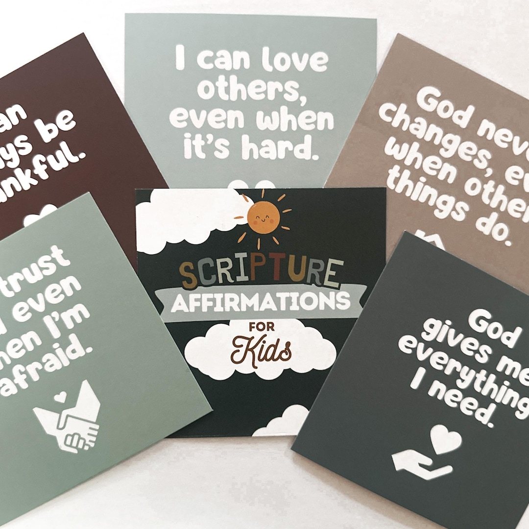 Kids Scripture Affirmation Cards With Wooden Stand: Bible Verse Cards ...